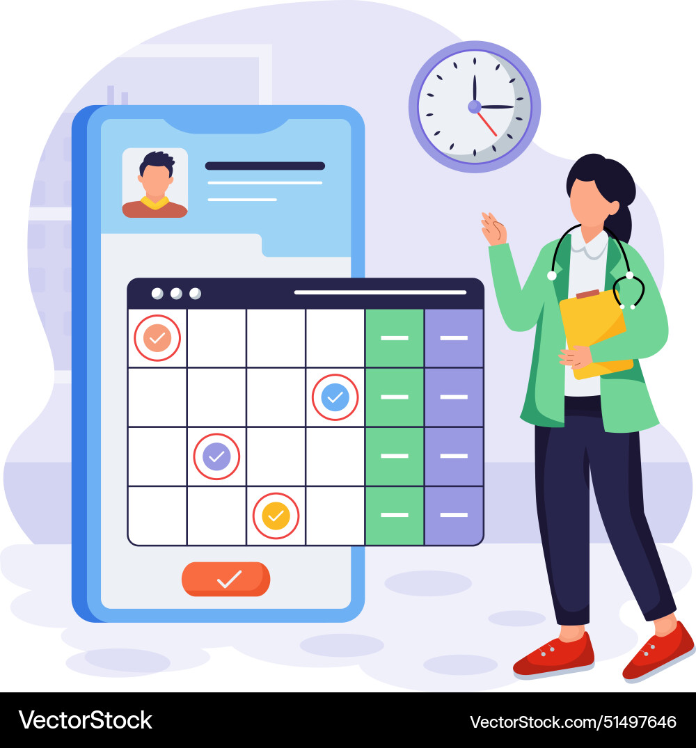 Appointment booking flat Royalty Free Vector Image