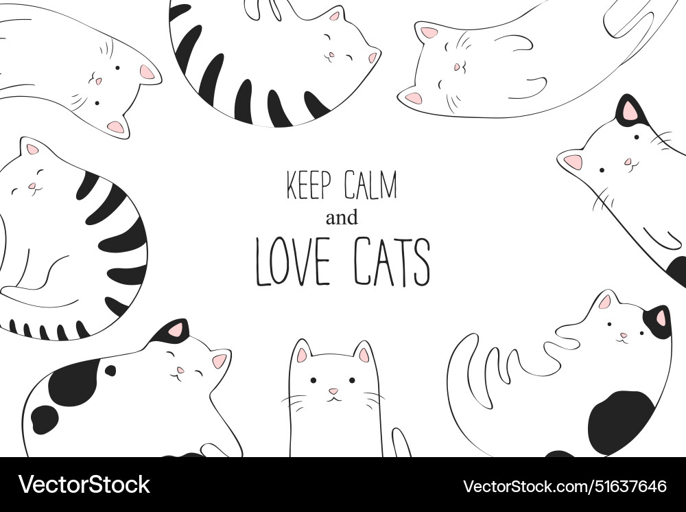 Cartoon hand drawn cats frame Royalty Free Vector Image