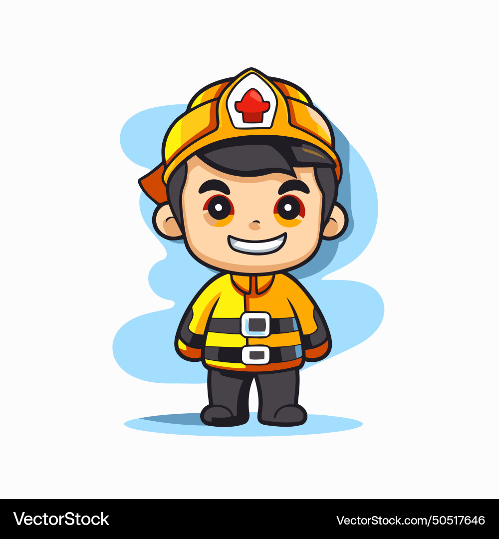 Cute fireman character cartoon Royalty Free Vector Image