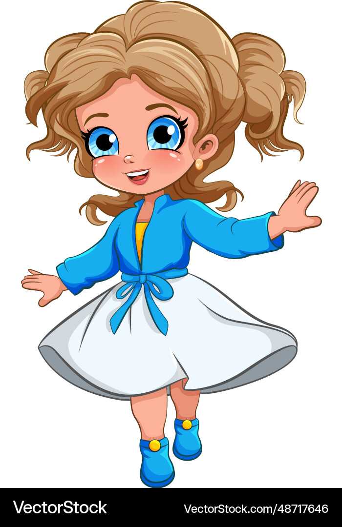 Cute girl dancing isolated Royalty Free Vector Image