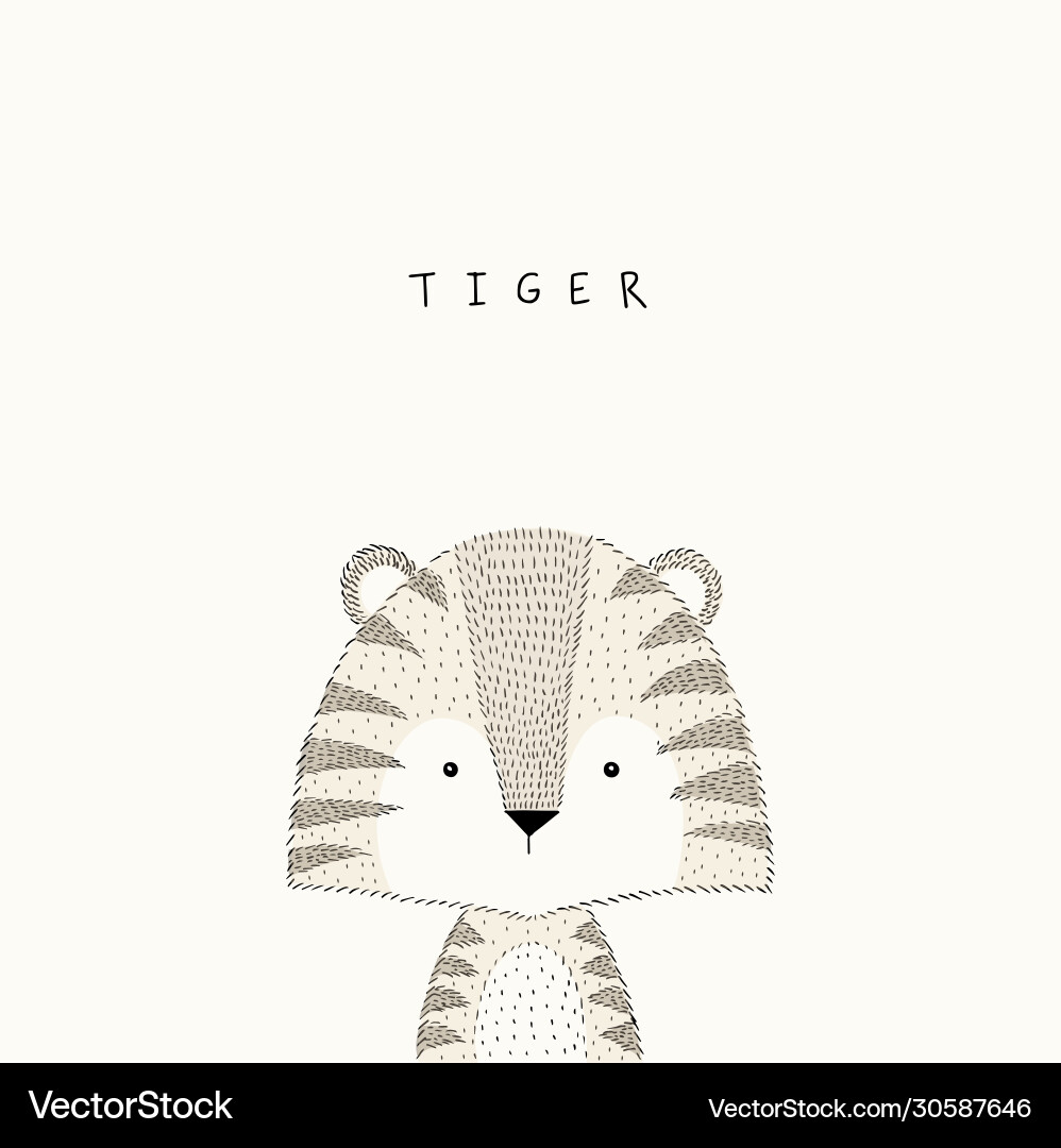 Cute hand drawn tiger design Royalty Free Vector Image
