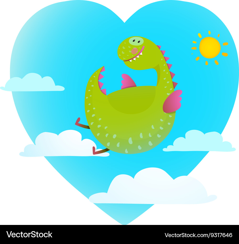 Dragon flying in sky fun cute cartoon Royalty Free Vector