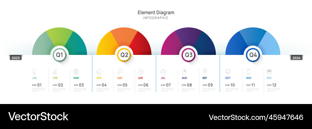 Infographic template for business 12 months Vector Image