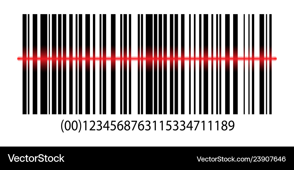 Isometric barcode with laser scanning Royalty Free Vector