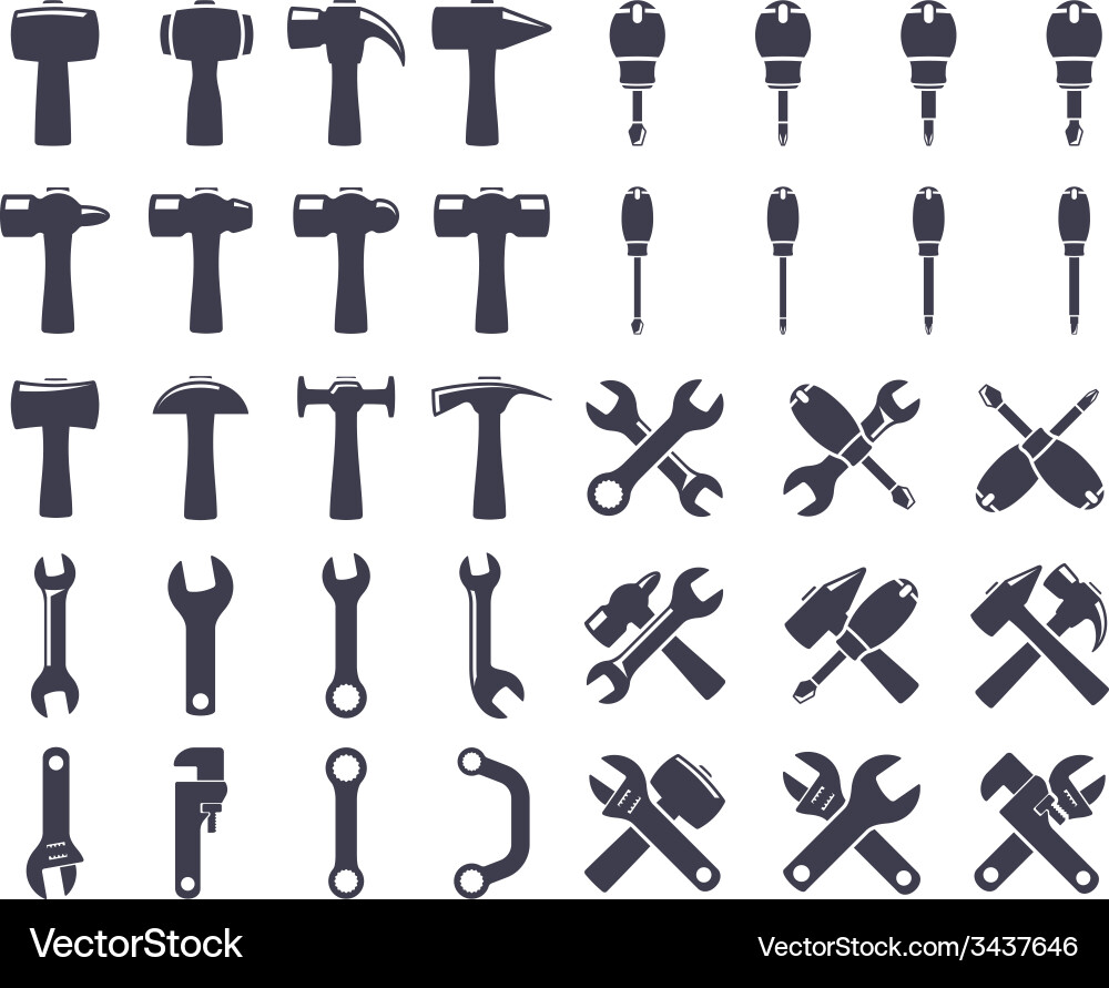 Icons der Werkzeuge einstellen Lizenzfreies Vektorbild