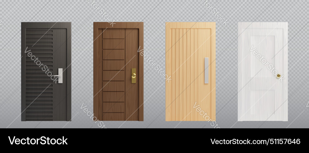 Wooden doors set on transparent background Vector Image