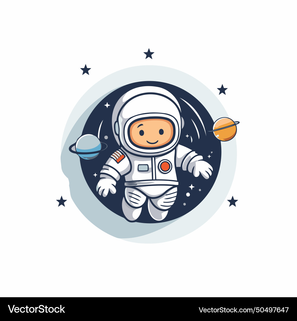 Astronaut in space cute cartoon character Vector Image