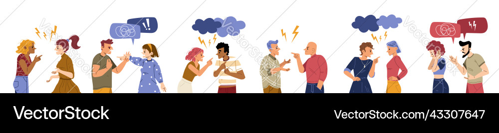 Couples conflict quarrel angry people swear Vector Image