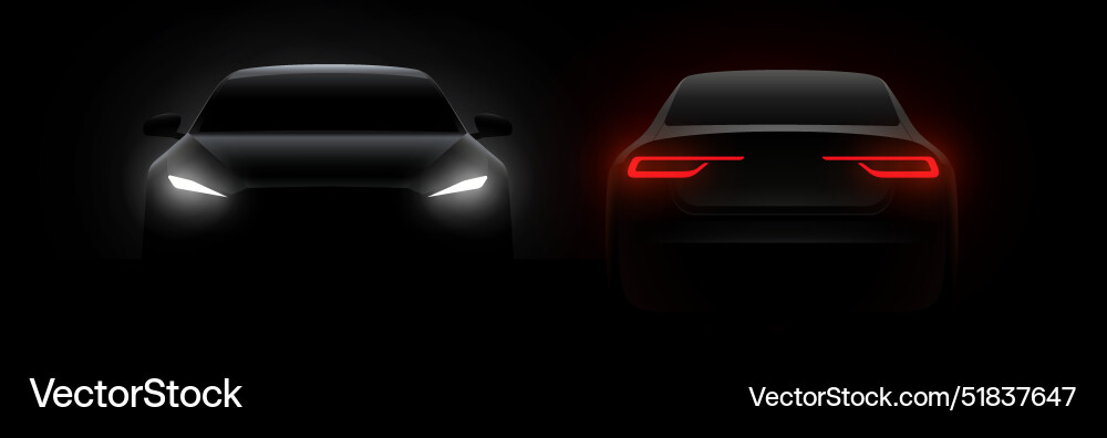 Front and back car silhouette with rear white Vector Image