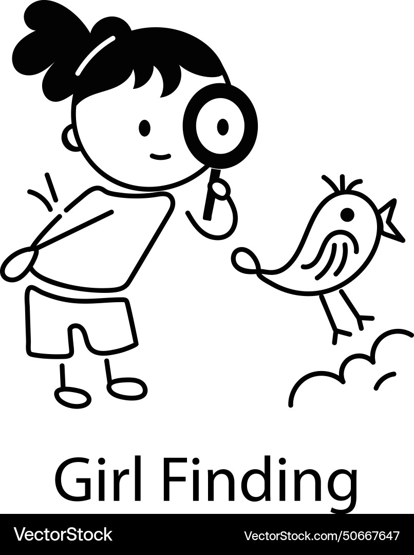 Girl finding Royalty Free Vector Image - VectorStock