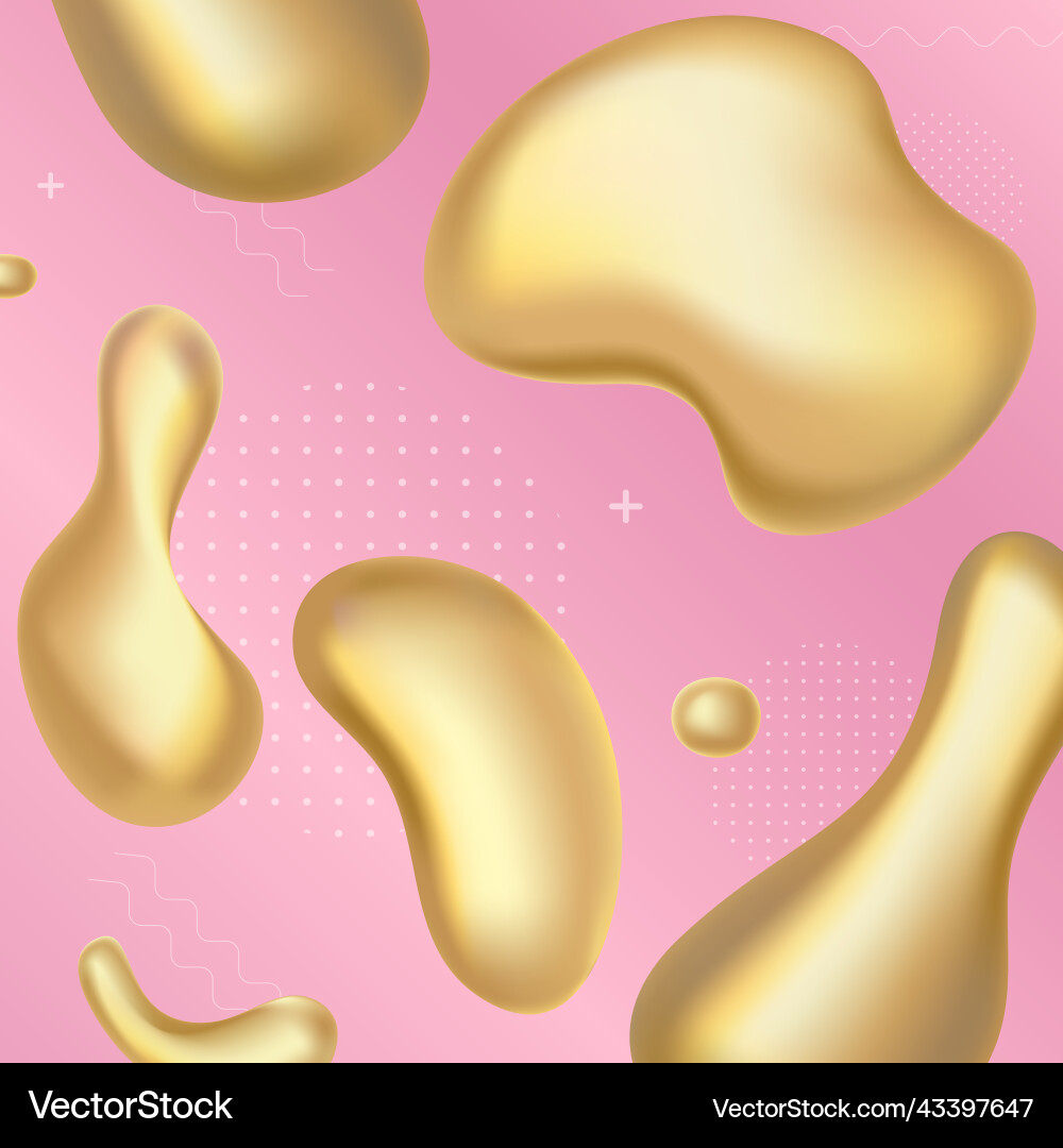 Gold liquid splash abstract shapes and luminous Vector Image