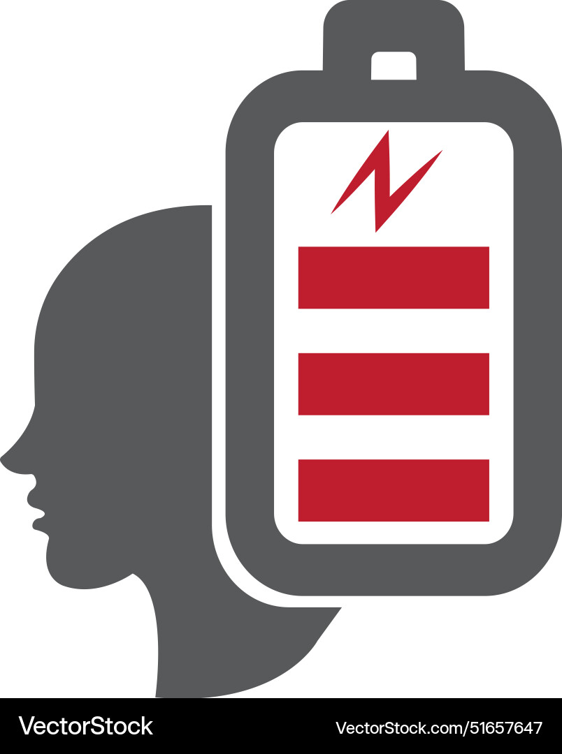 Human head logo with charging battery – Royalty-Free Vector | VectorStock