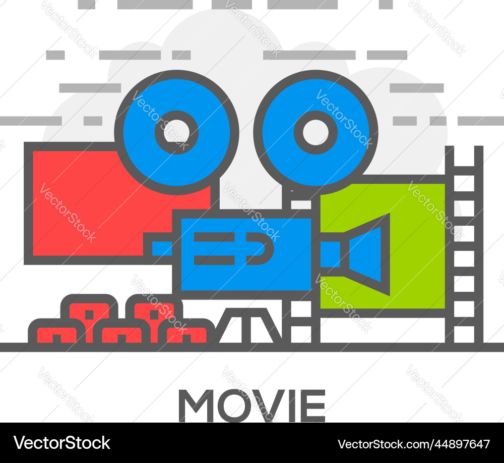 Movie flat line concept Royalty Free Vector Image
