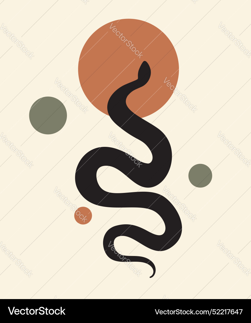 Poster with snake in minimalism Royalty Free Vector Image