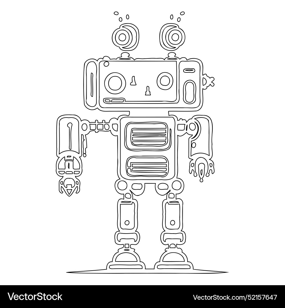 Robot outline sketch Royalty Free Vector Image