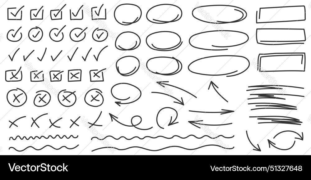 Check mark icon in hand drawn style handmade Vector Image