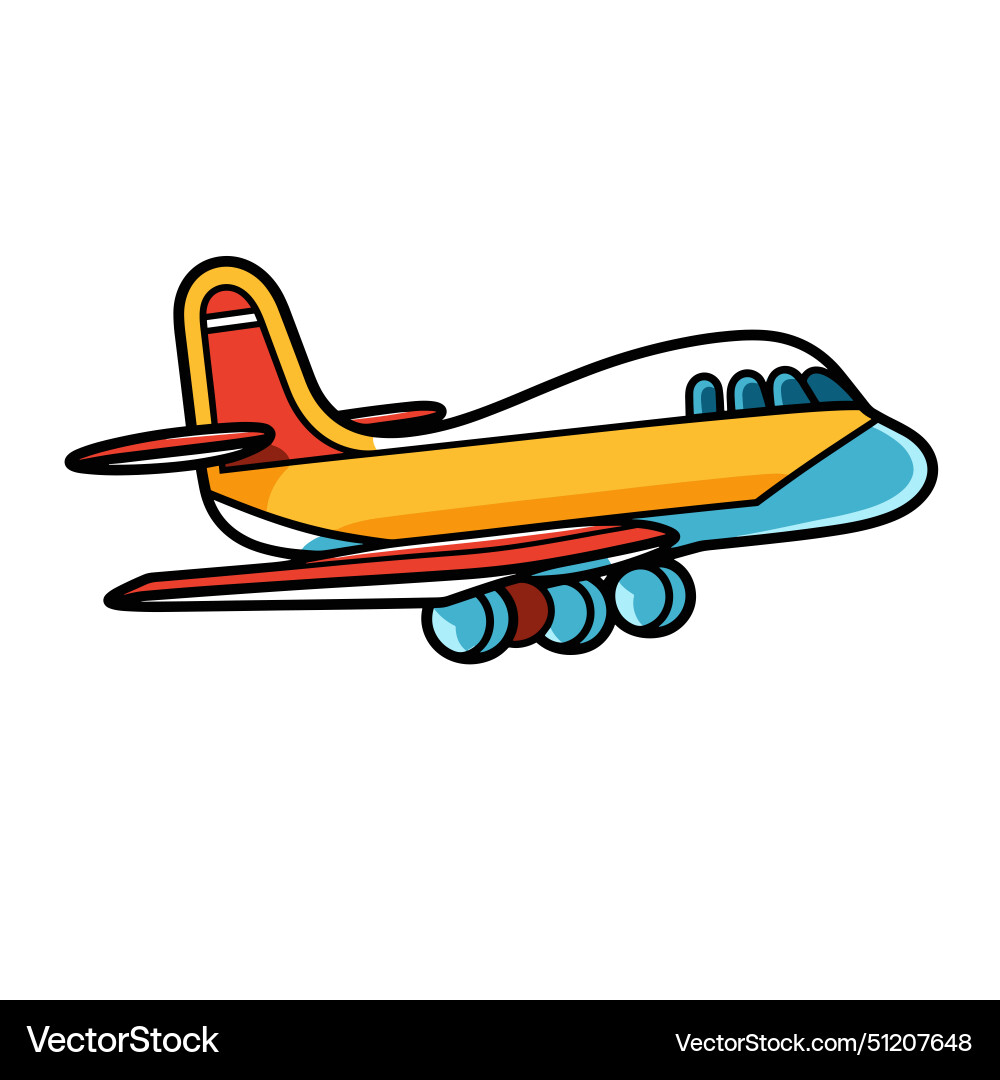 Colorful cartoon airplane isolated Royalty Free Vector Image