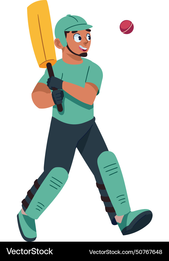 Cricket player standing Royalty Free Vector Image