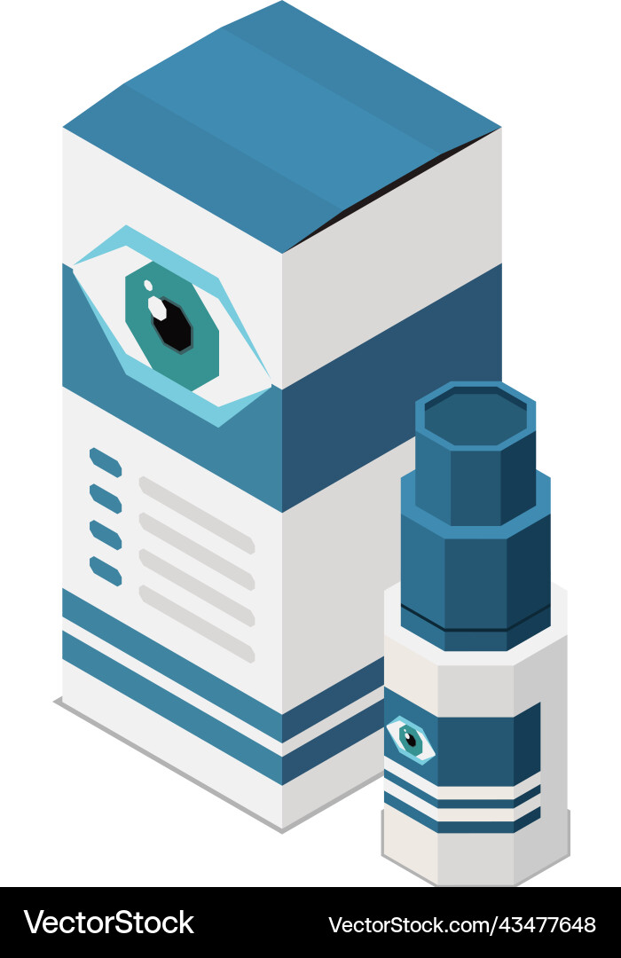 Eye drops package composition Royalty Free Vector Image