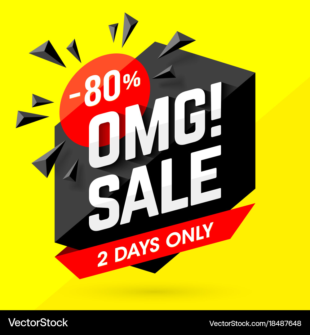 Omg incredible sale banner Royalty Free Vector Image