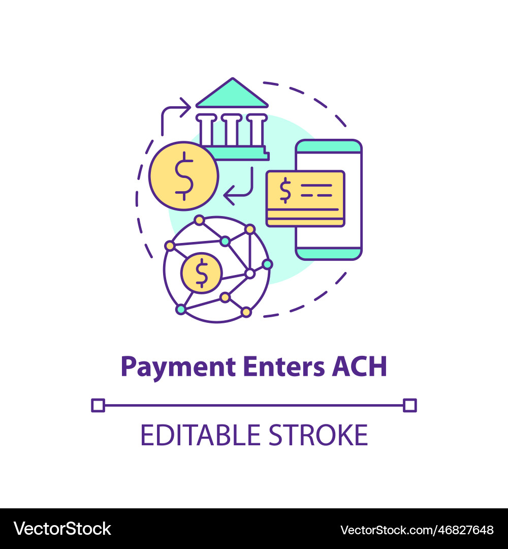 Payment enters ach concept icon Royalty Free Vector Image