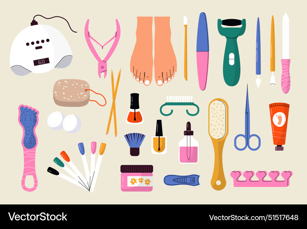 Pedicure professional tools for nails care Vector Image