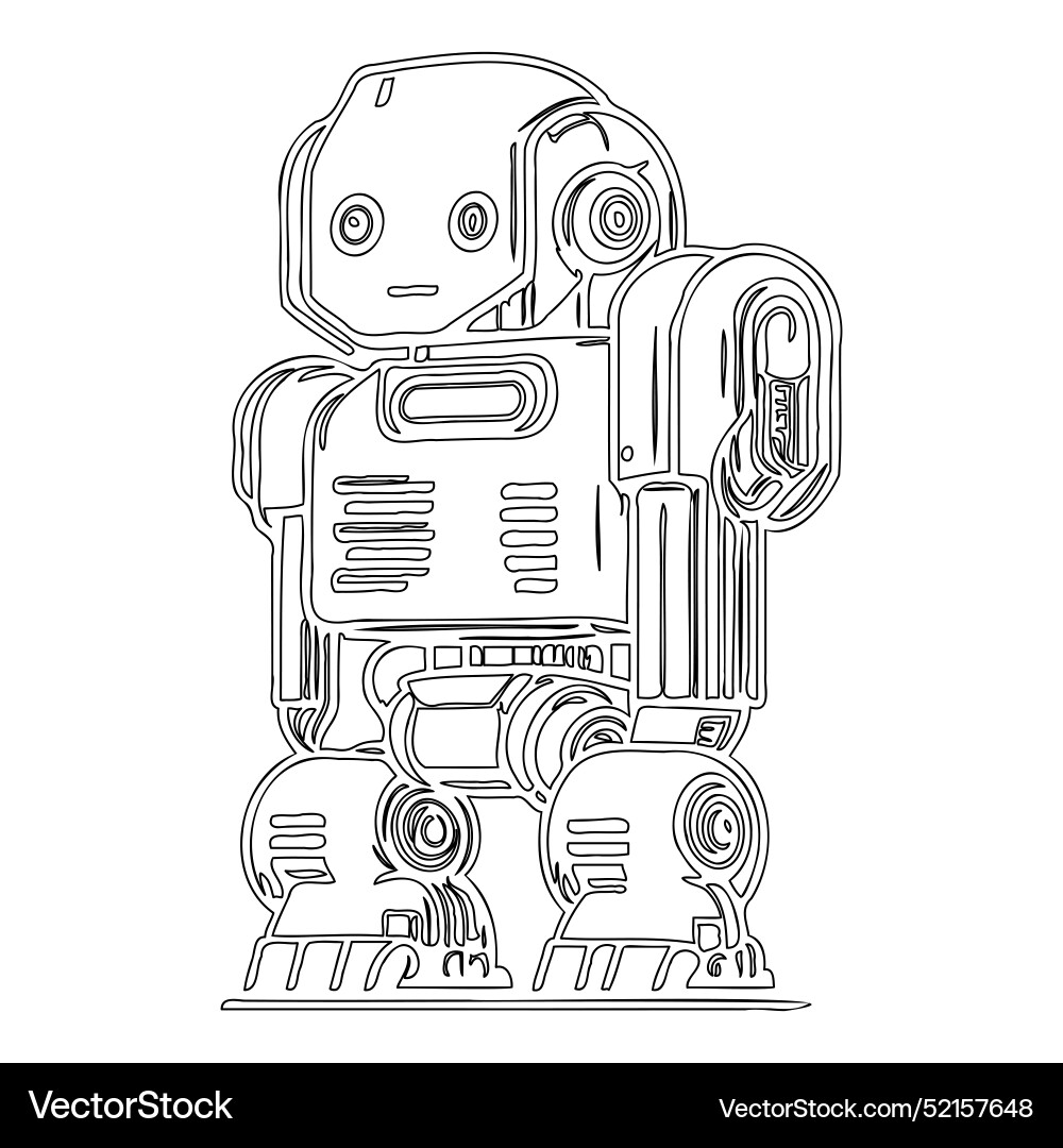 Robot outline sketch Royalty Free Vector Image