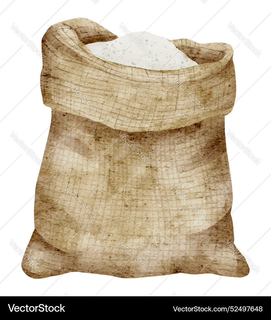 Sack of flour watercolor drawing Royalty Free Vector Image