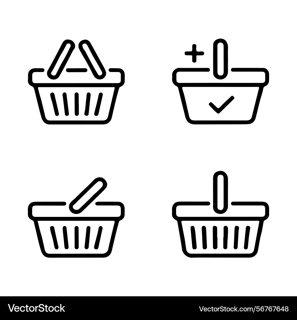 Shopping basket and purchase icons set Royalty Free Vector