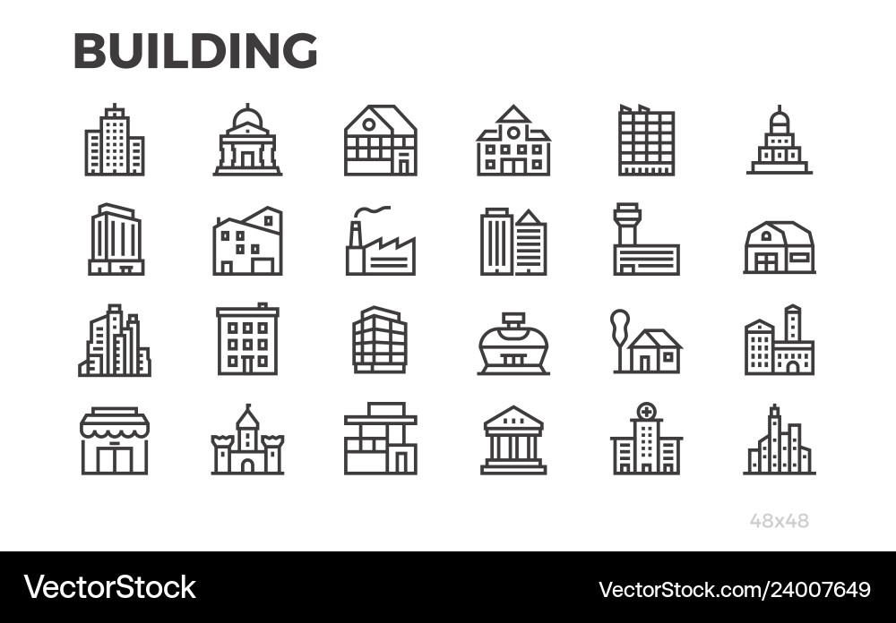 Building icons city house home architecture Vector Image