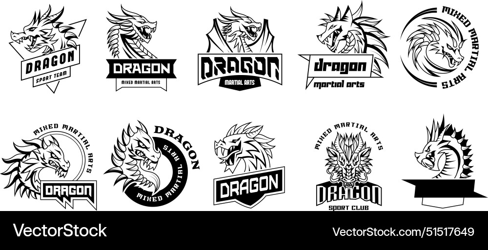 Dragon fight club badges with stylized Royalty Free Vector
