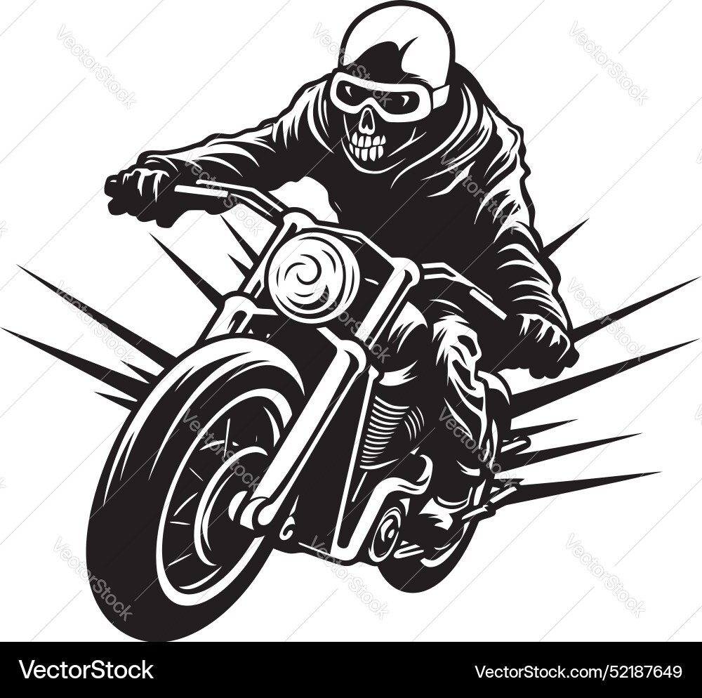 Grim rider skeleton biker black logo icon design Vector Image