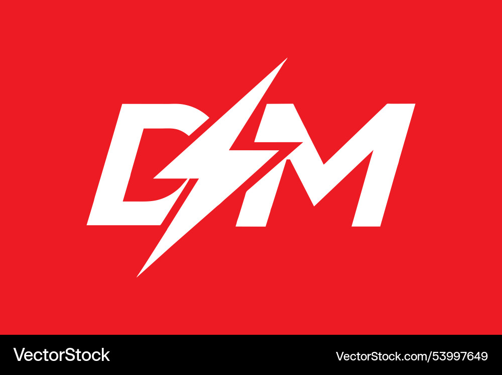 Letter dm logo with lightning icon Royalty Free Vector Image