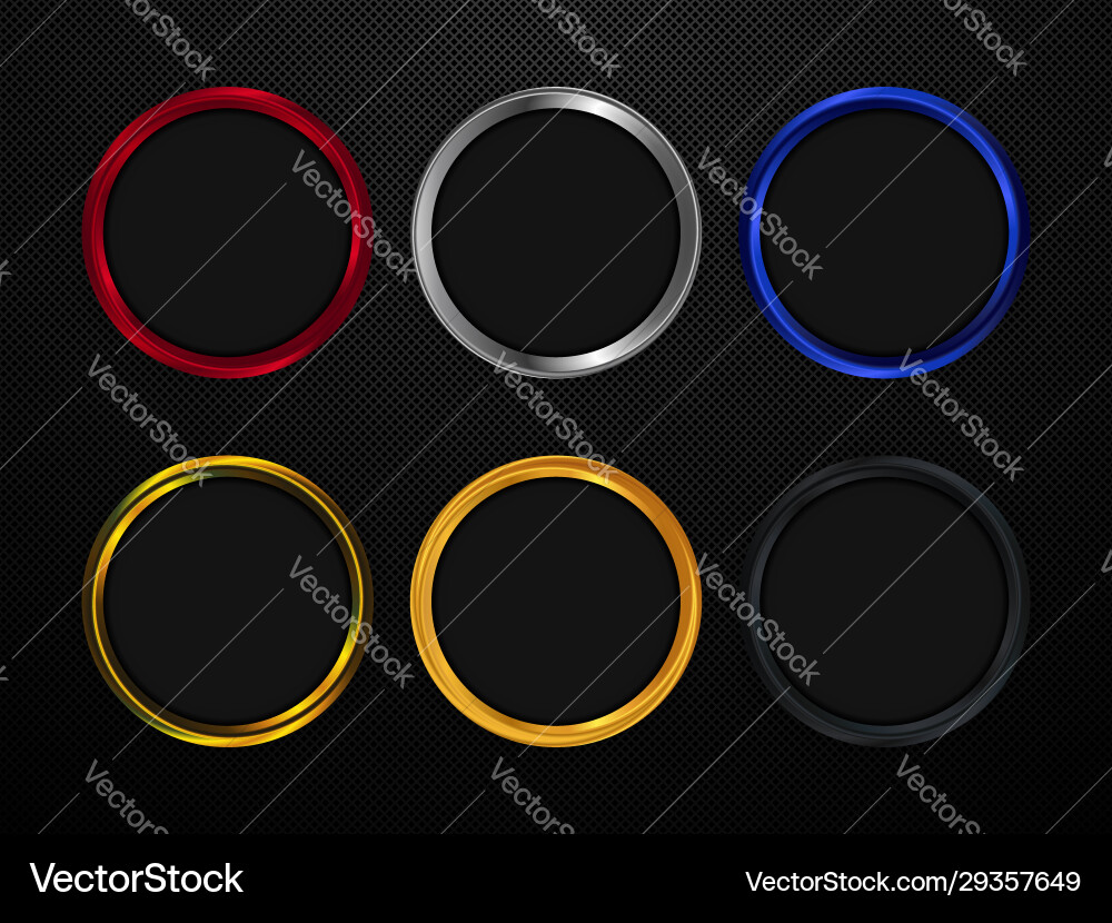 Round metal frames set Royalty Free Vector Image