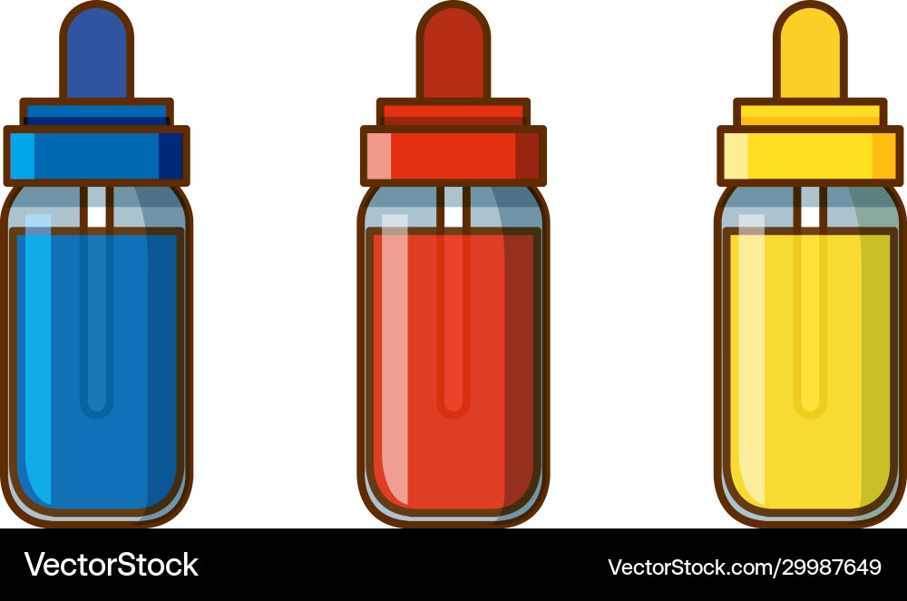 Three bottles colors on white background Vector Image