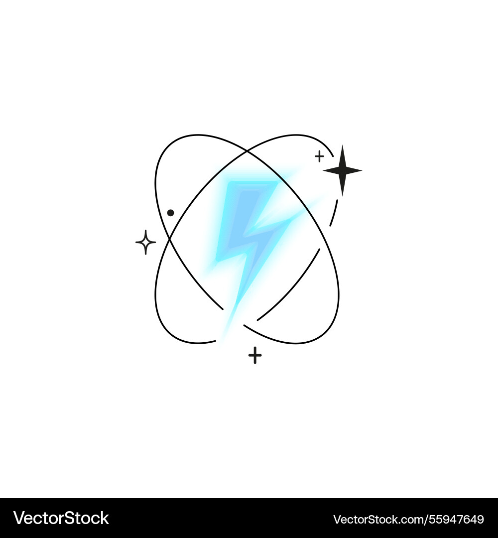 Y2k gradient design blue lightning with blurred Vector Image