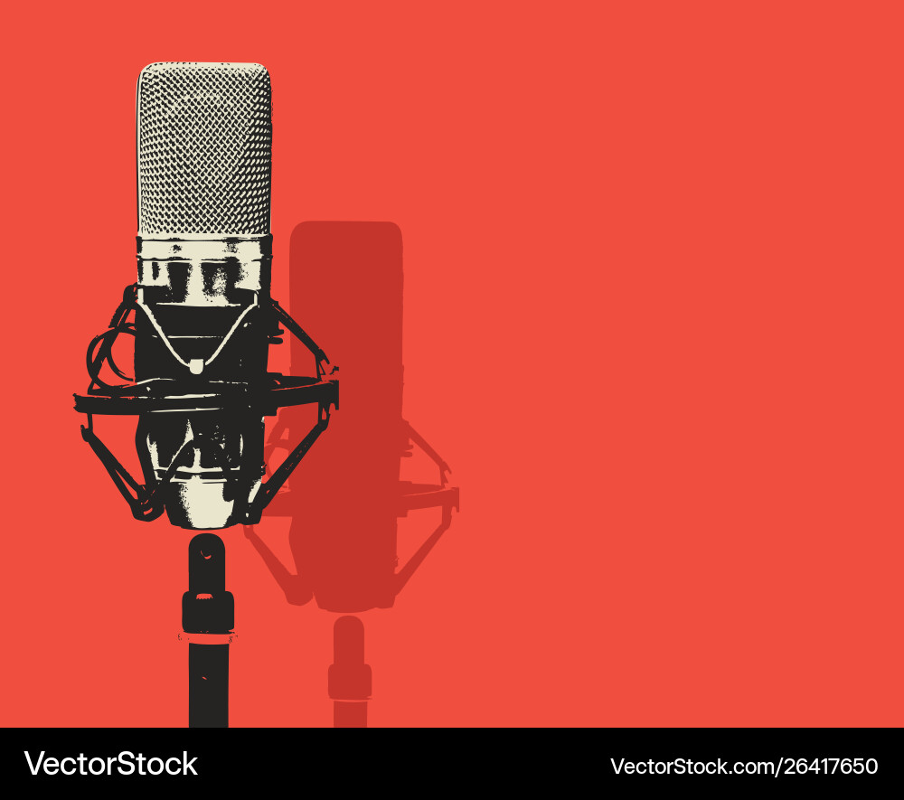 Banner with microphone and place for text Vector Image