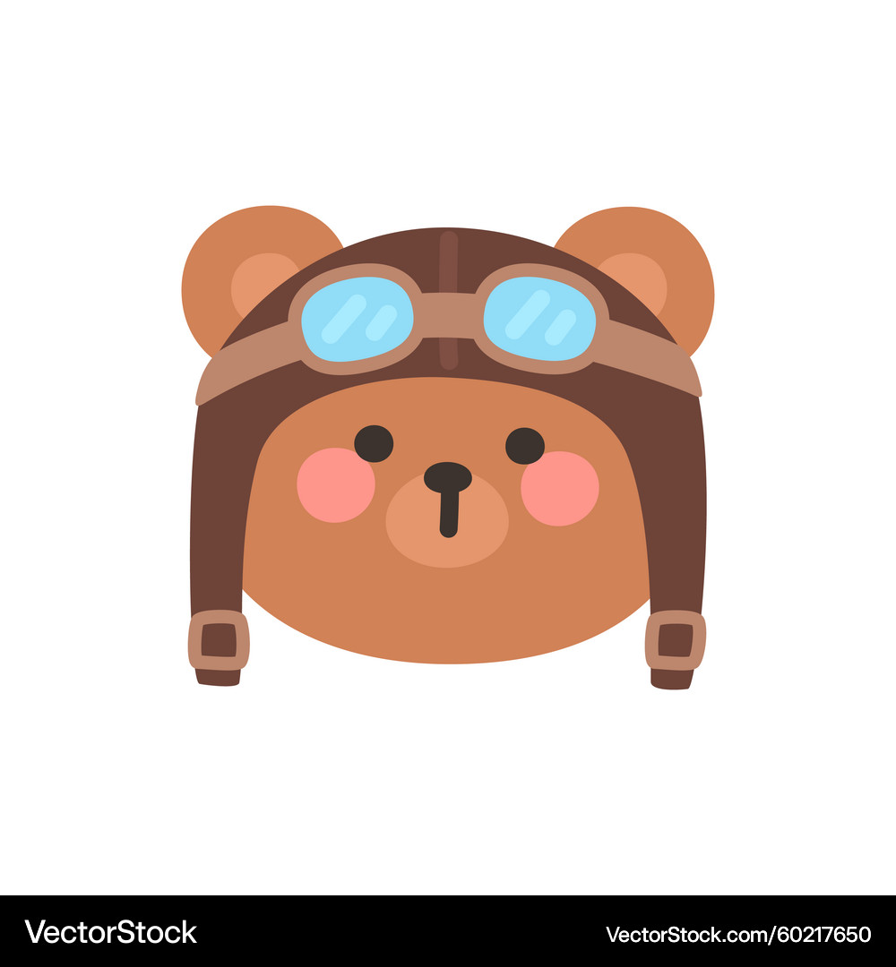 Cute Korean Bear with Aviator Goggles Royalty Free Vector