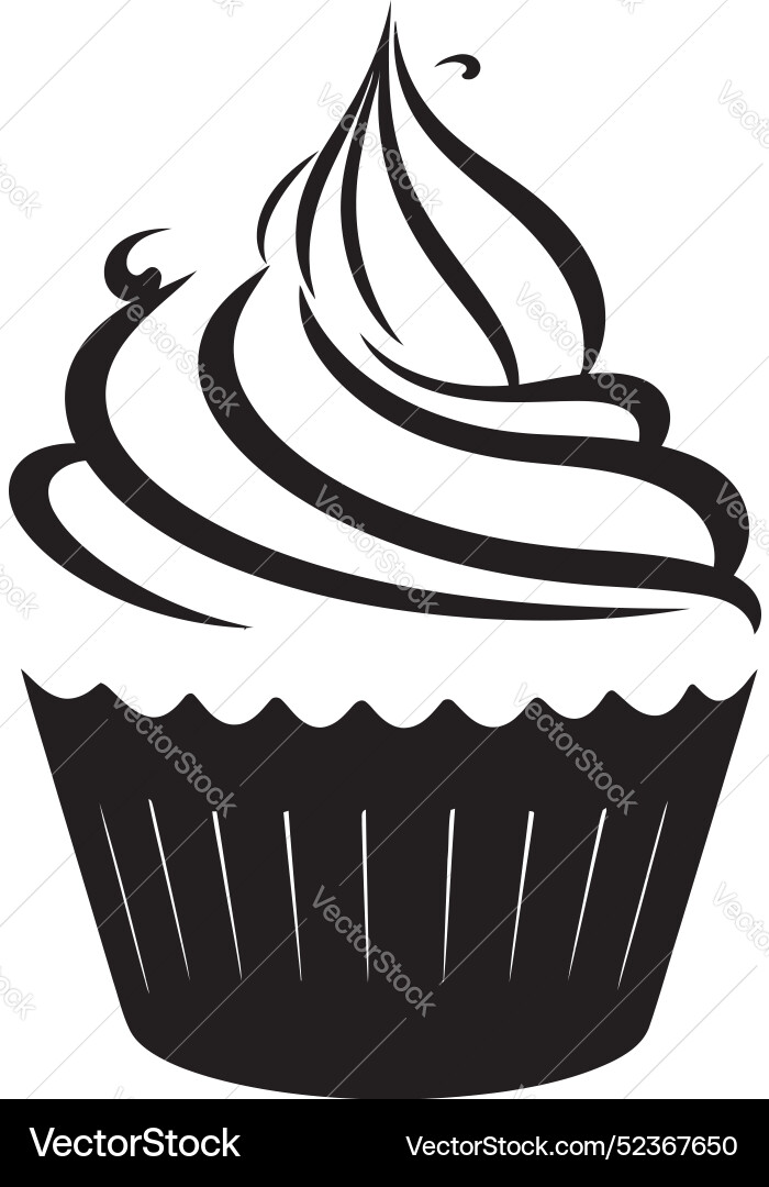 Deliciously crafted cupcake black icon Royalty Free Vector