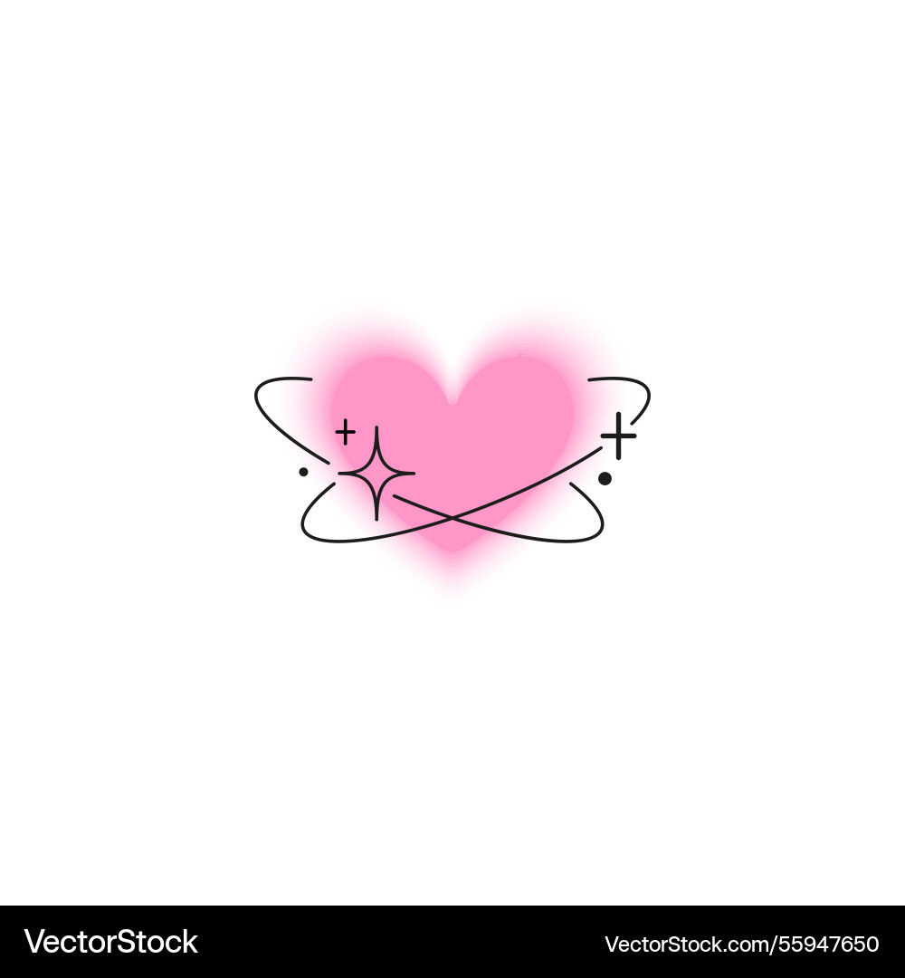 Heart y2k gradient blurred element with line art Vector Image
