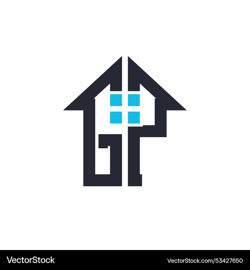 Initials gp house logo design creative letter Vector Image