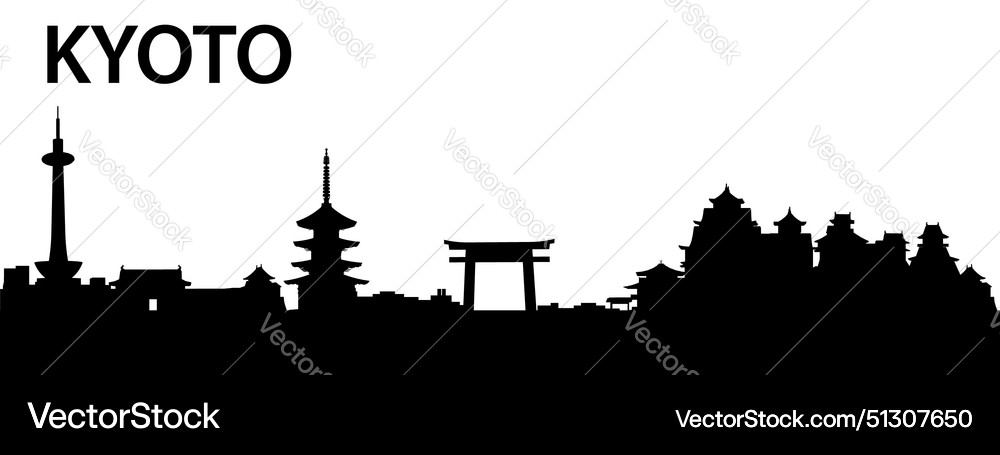Kyoto city silhouette Royalty Free Vector Image