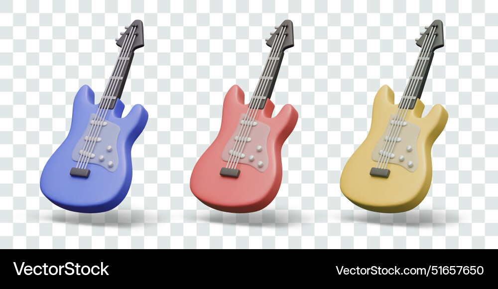 Set of realistic guitars different colors Vector Image