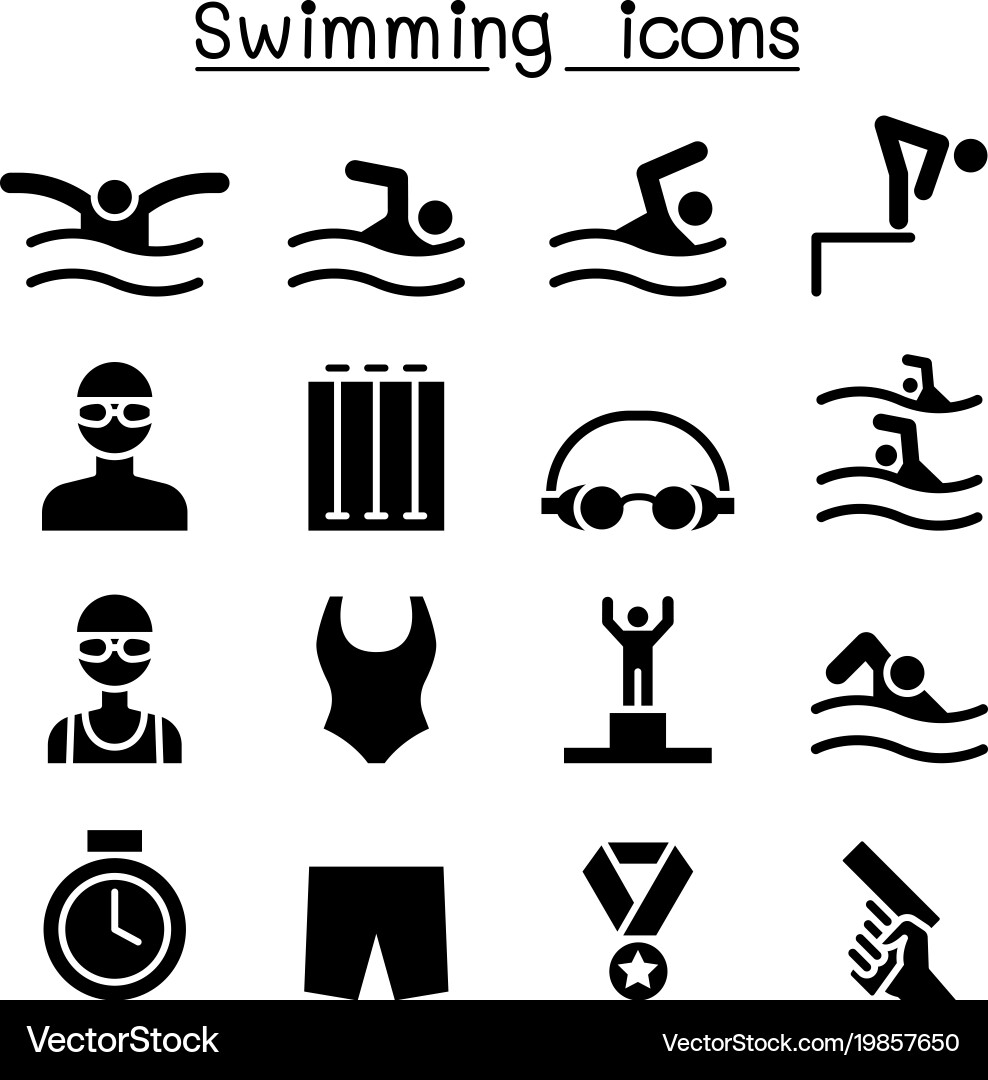 Swimming Icon Collection Royalty Free Vector Image