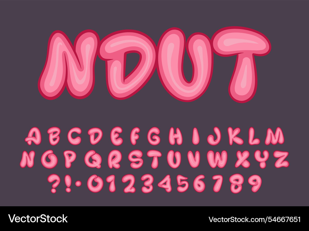 Alphabet fat pink graffiti letters Royalty Free Vector Image