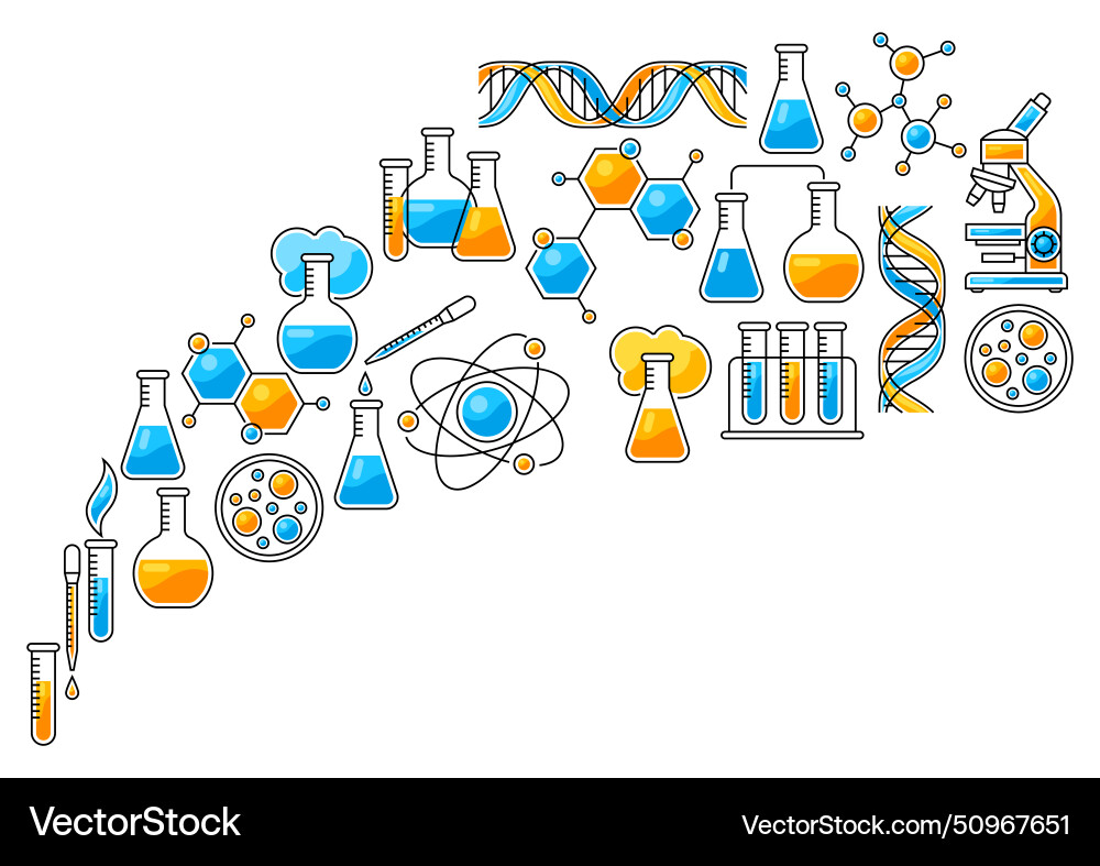Background with science items medical concept Vector Image