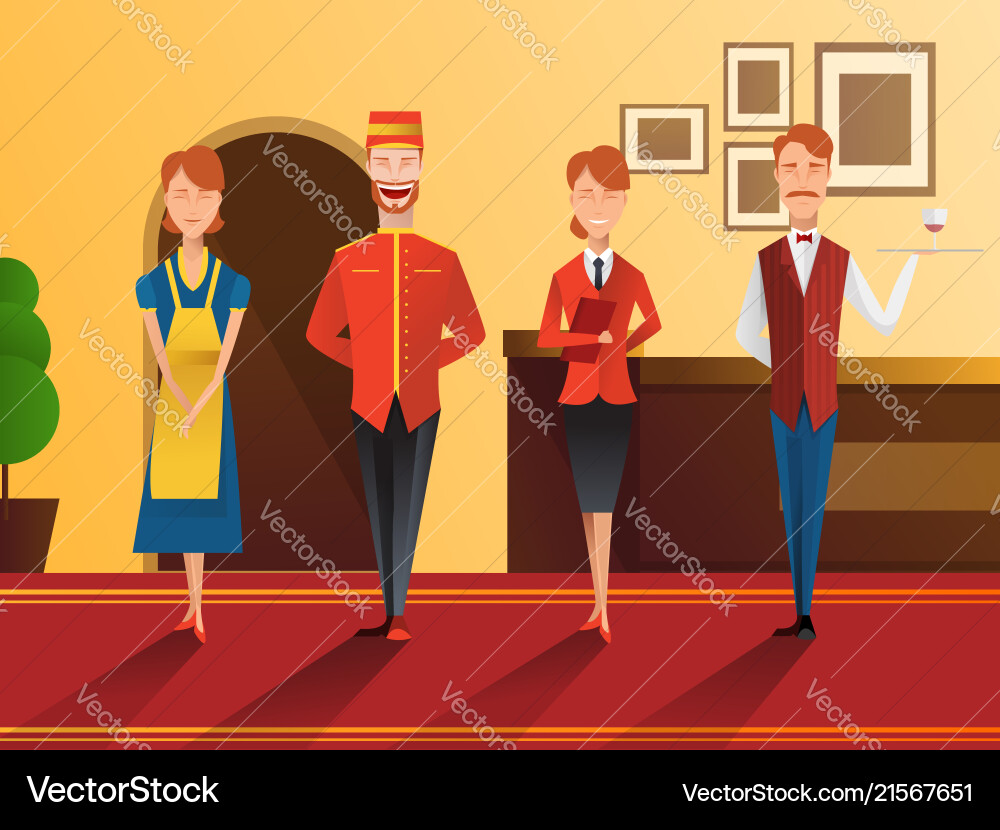 Character of smiling hotel staff flat gradient Vector Image