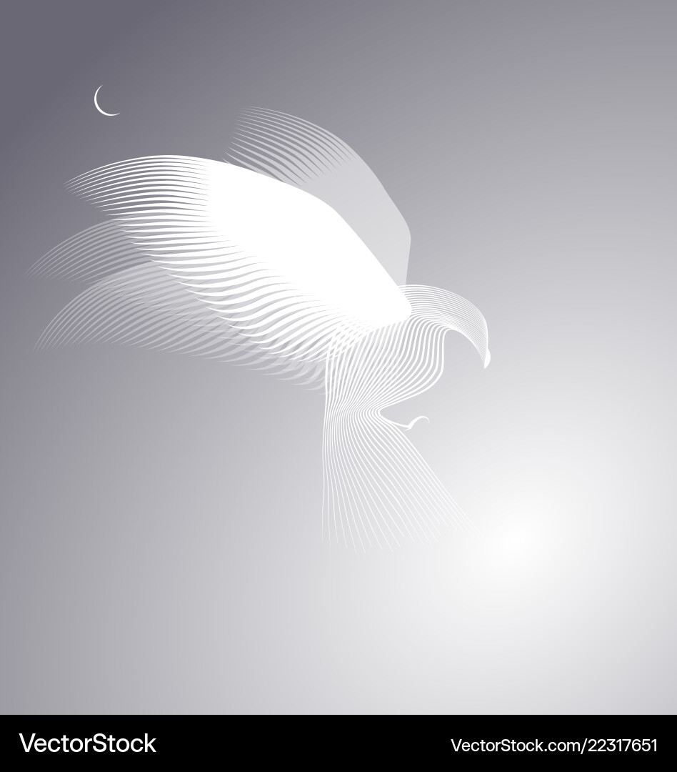 Eagle on a misty sky under the moon Royalty Free Vector