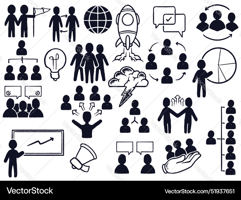 Hand drawn doodle business recruitment symbol set Vector Image
