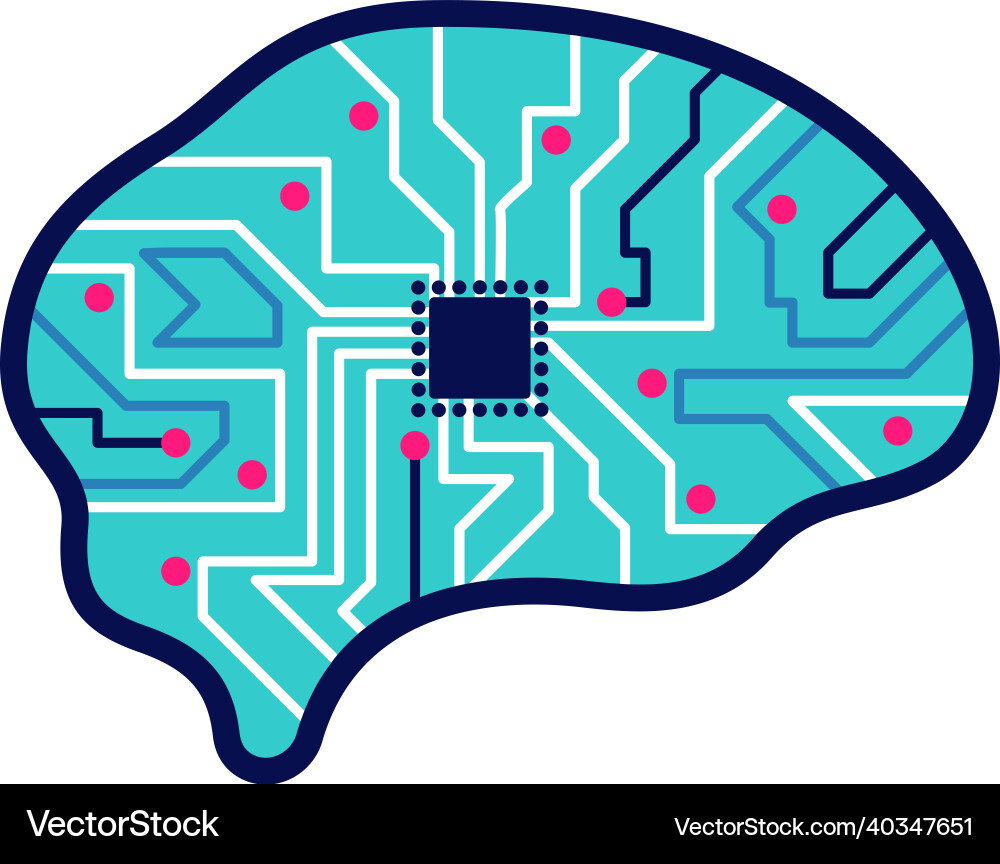 Human brain chip composition Royalty Free Vector Image